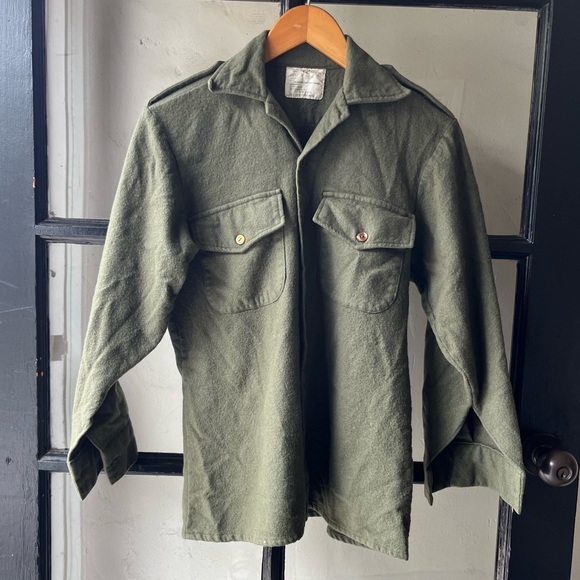 Shirts | Vintage Green Wool Military Flannel | Poshmark